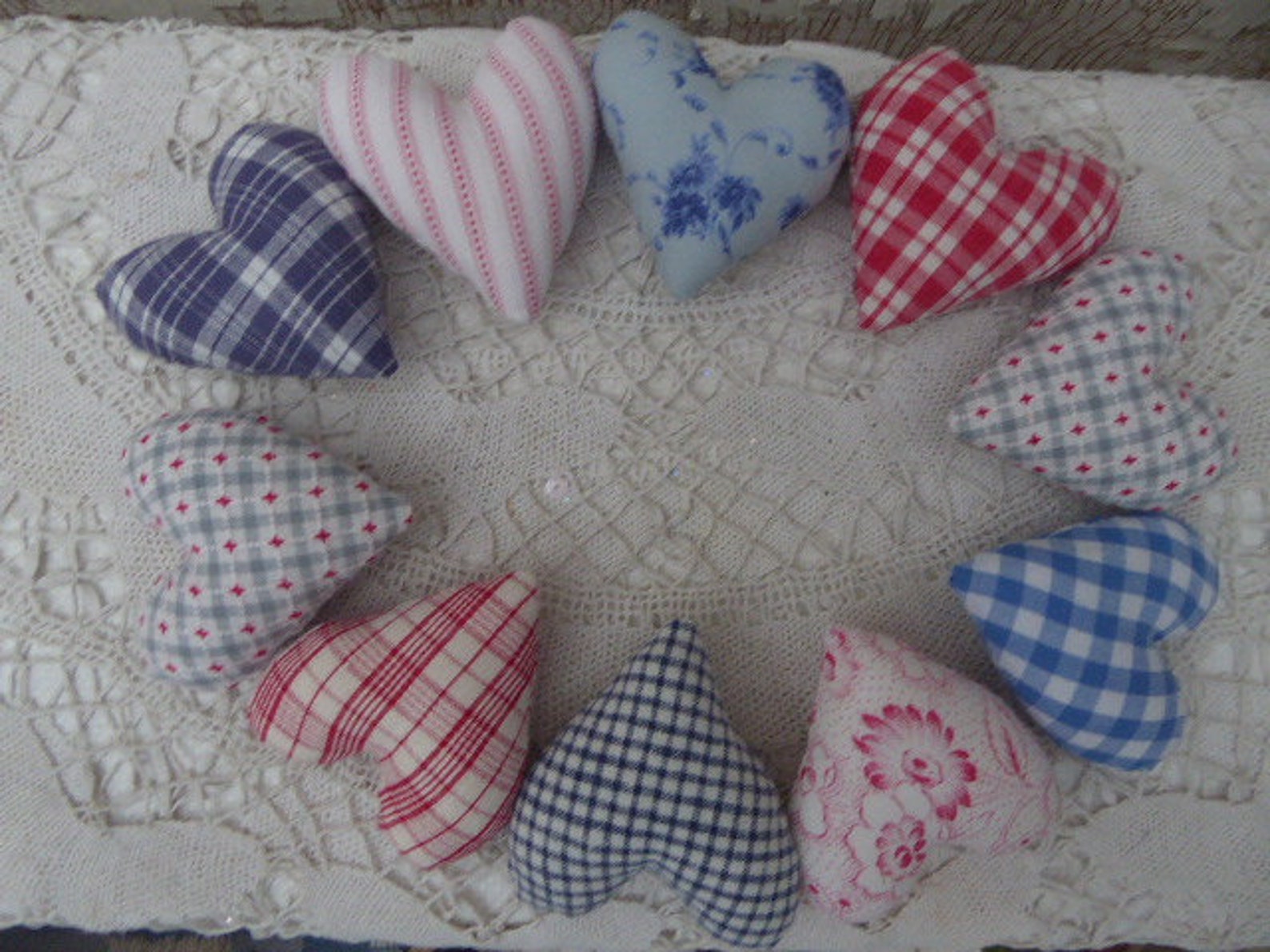 10 Sewn Decorative Hearts - Etsy