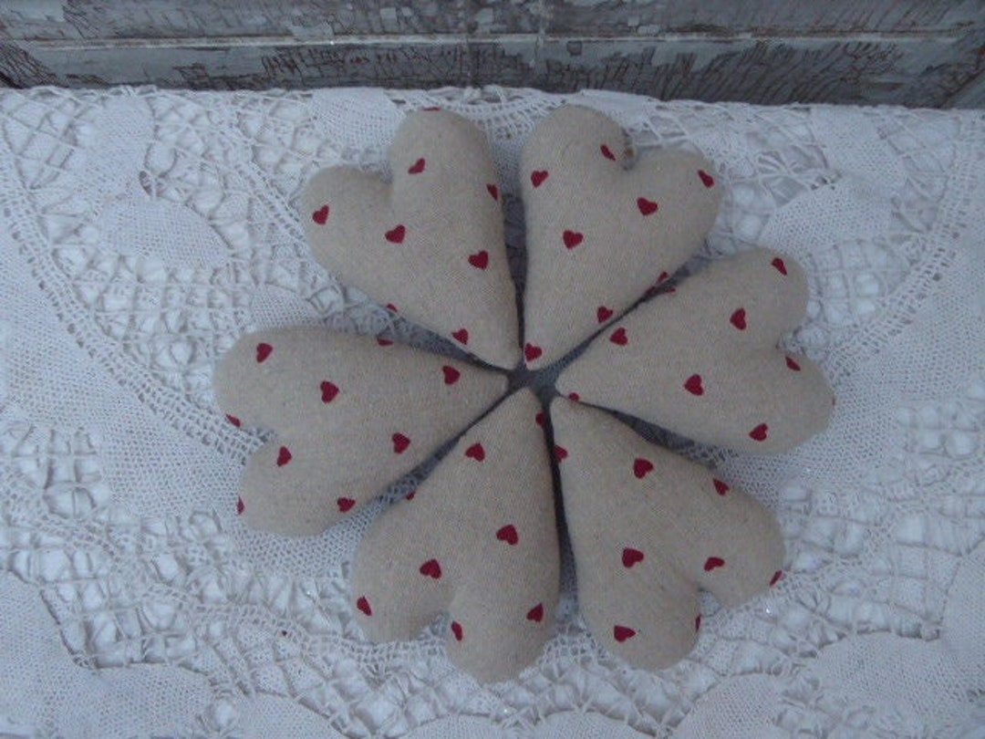 6 Decorative Hearts, Linen Hearts, Sewn, - Etsy