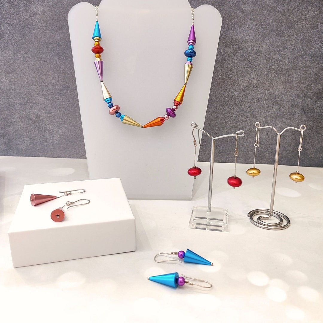Colorful Short and Stunning Statement Jewelry Set, Bold Geometric ...
