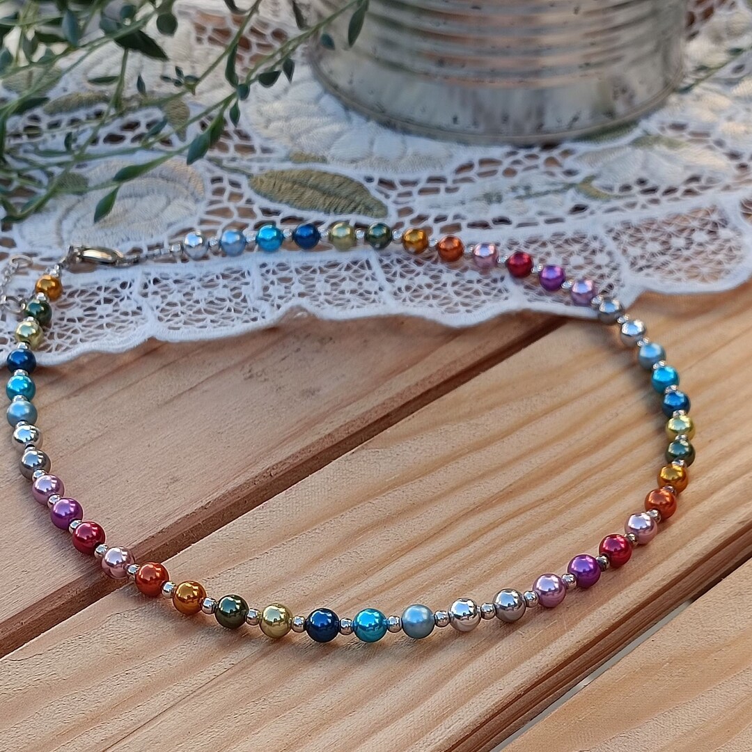 Colorful Statement Beaded, Rainbow, Handmade Necklace - Etsy