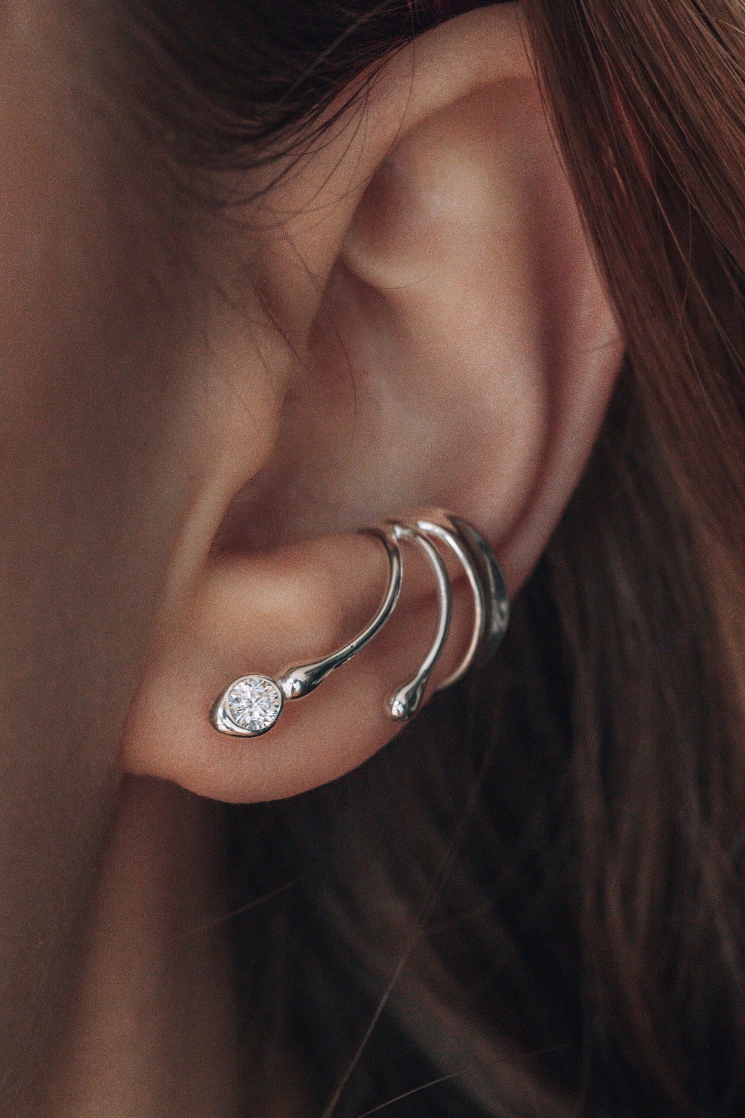 Kleiner Earcuff SINA in Silber und Gold Vermeil - Etsy.de