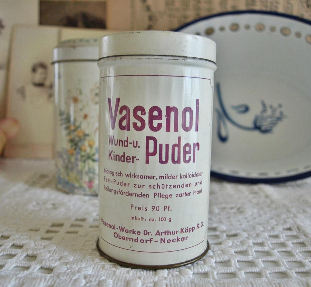 Old Powder Box, Vasenol, Children's Powder, Wound Powder, Tin Can ...