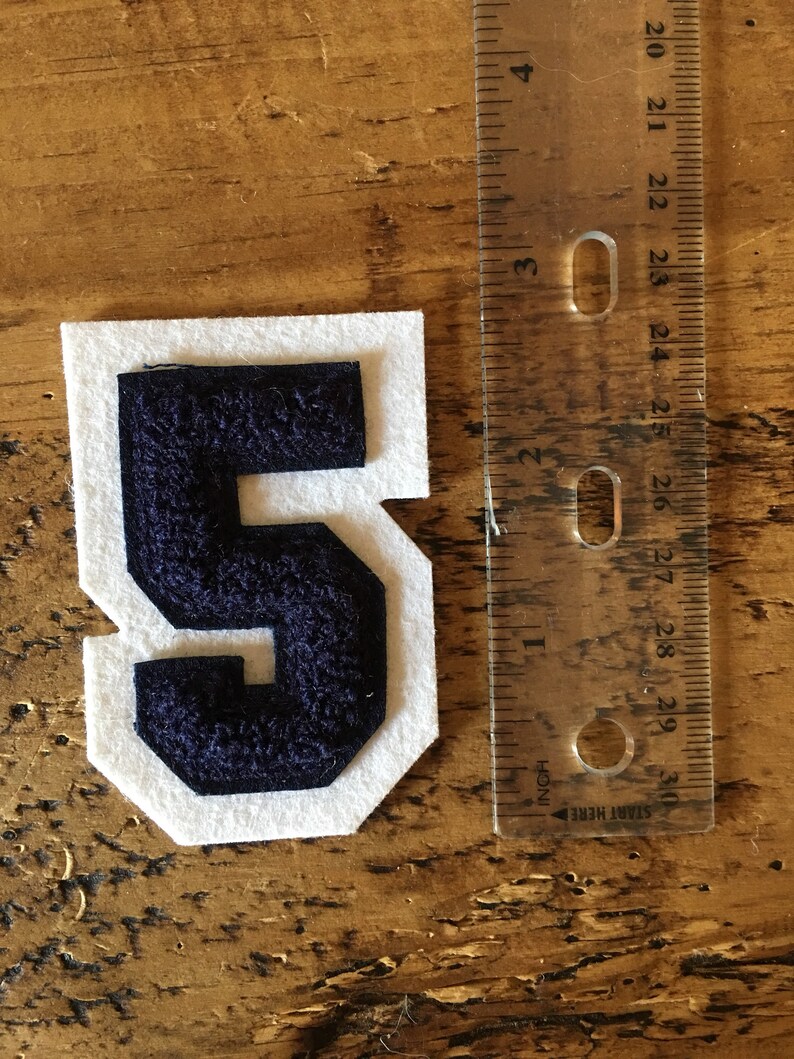 Chenille number 5 patch iron-on optional | Etsy