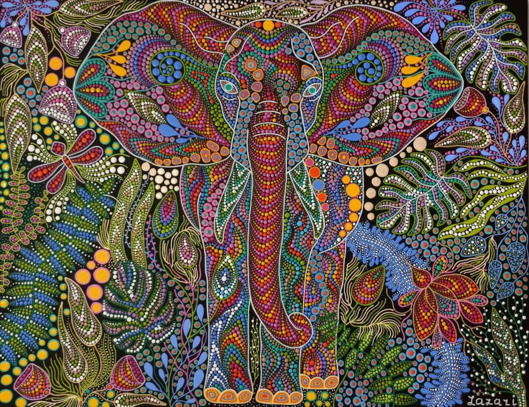 Elephant Art Print, Safari Elephant, Big Elephant Painting Canvas Print ...