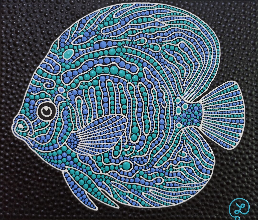 Original Fish Painting on Canvas Seafood Art Underwater Animals Art Sea ...