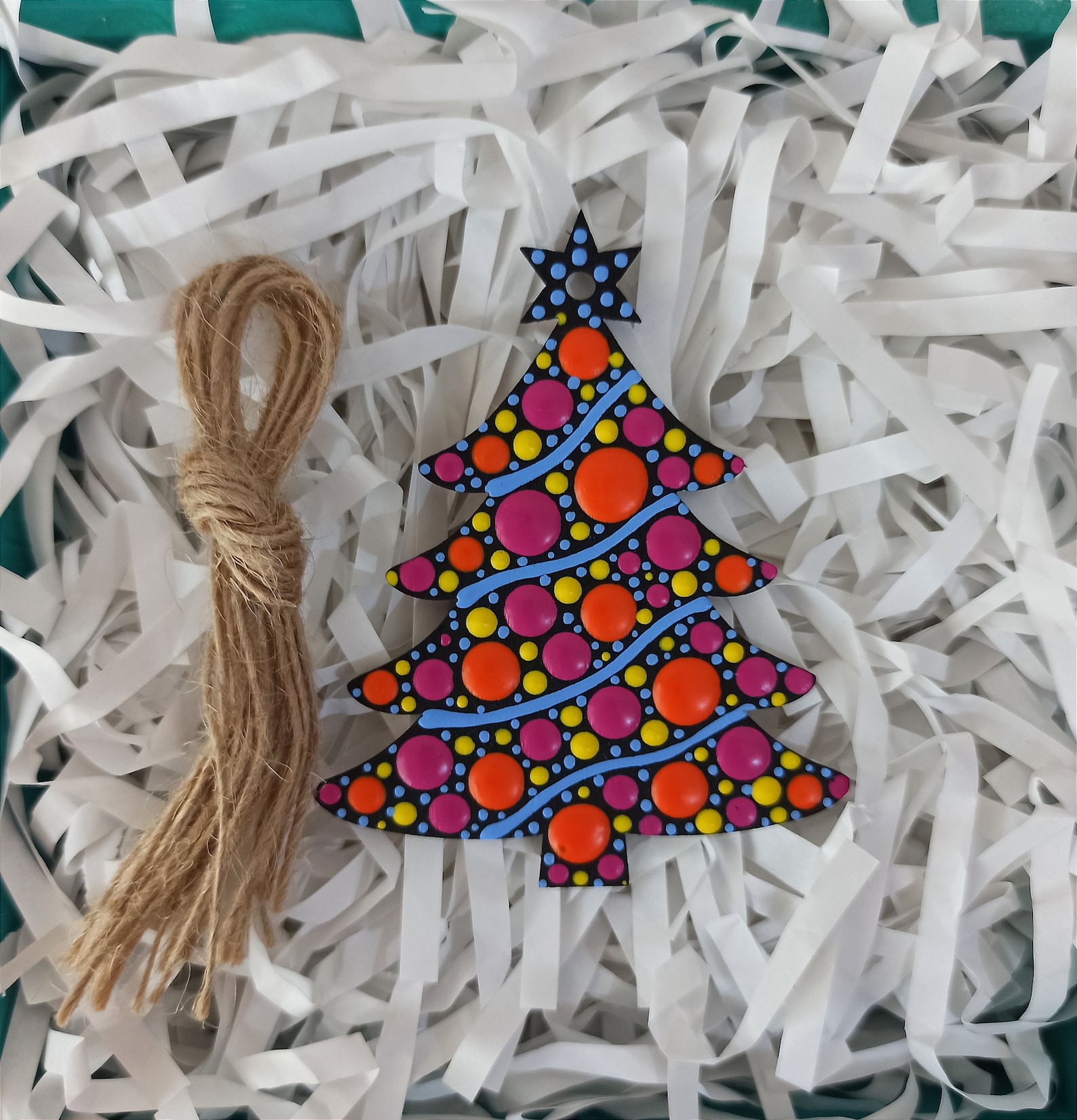 Set of 3 Christmas Ornaments in Shape of Tree Handpainted - Etsy