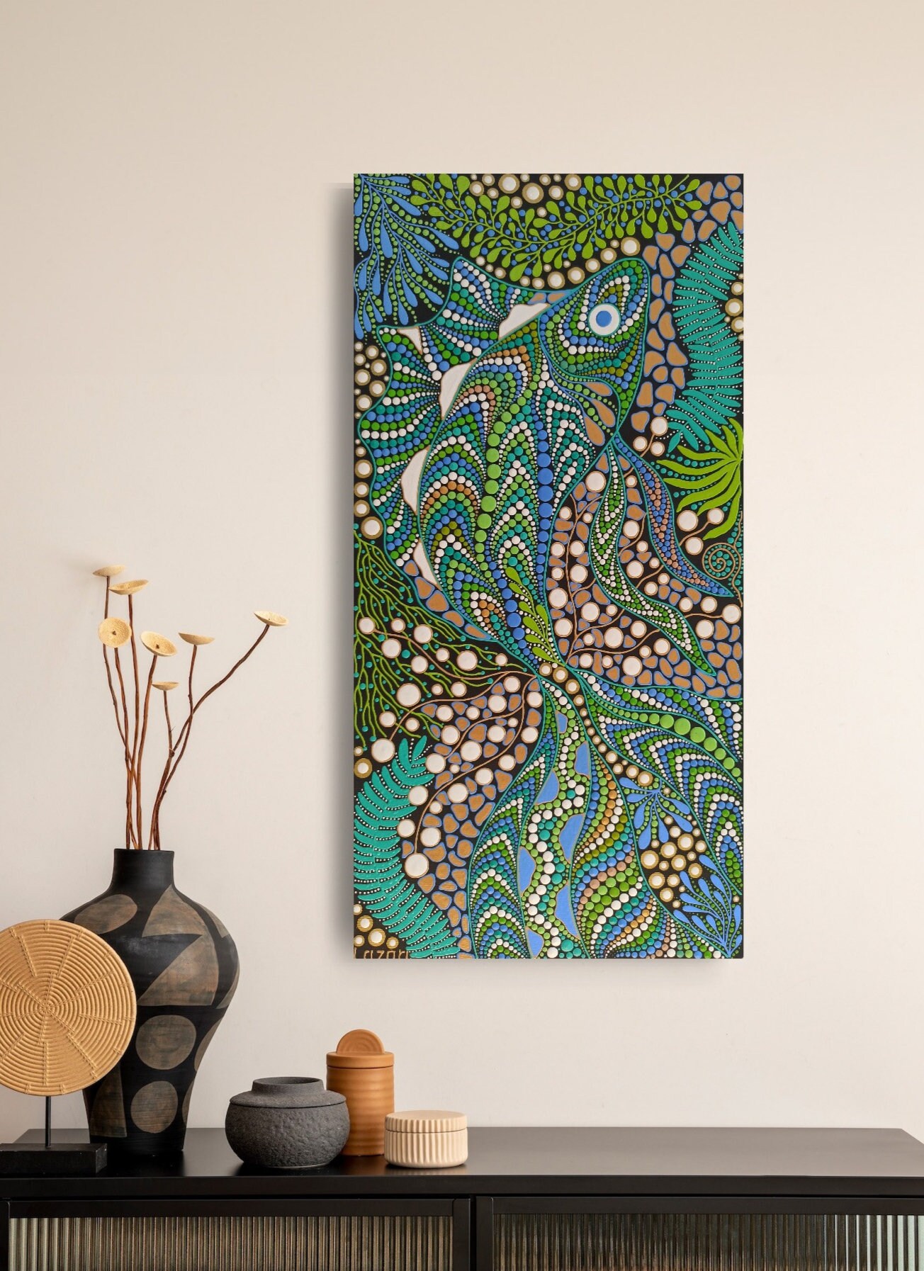 Big Fish Original Painting, Coral Reef Art, Underwater World Art, Sea ...