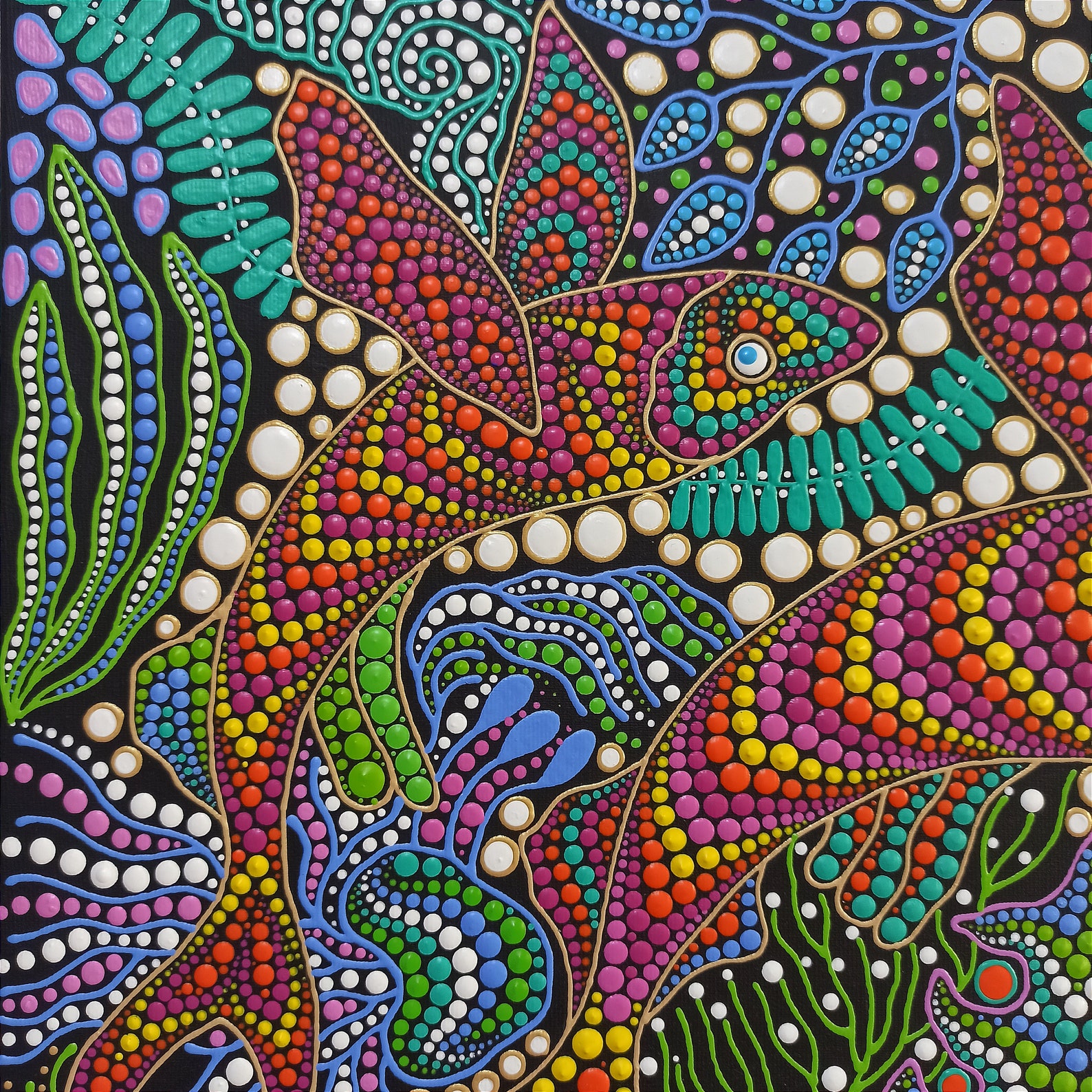 Flying Fish Original Painting, Coastal Beach Wall Art, Aquatic ...