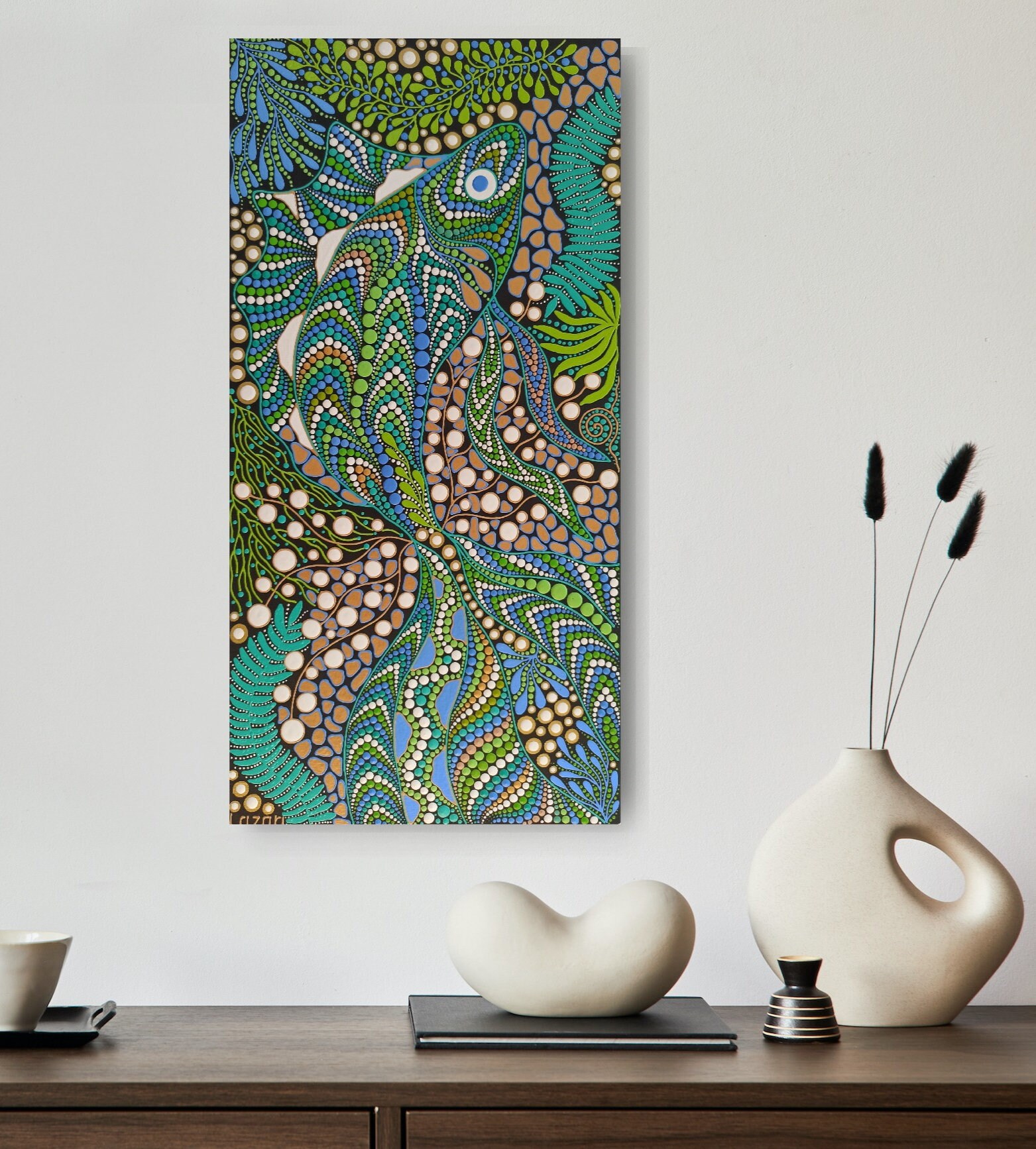 Big Fish Original Painting, Coral Reef Art, Underwater World Art, Sea ...