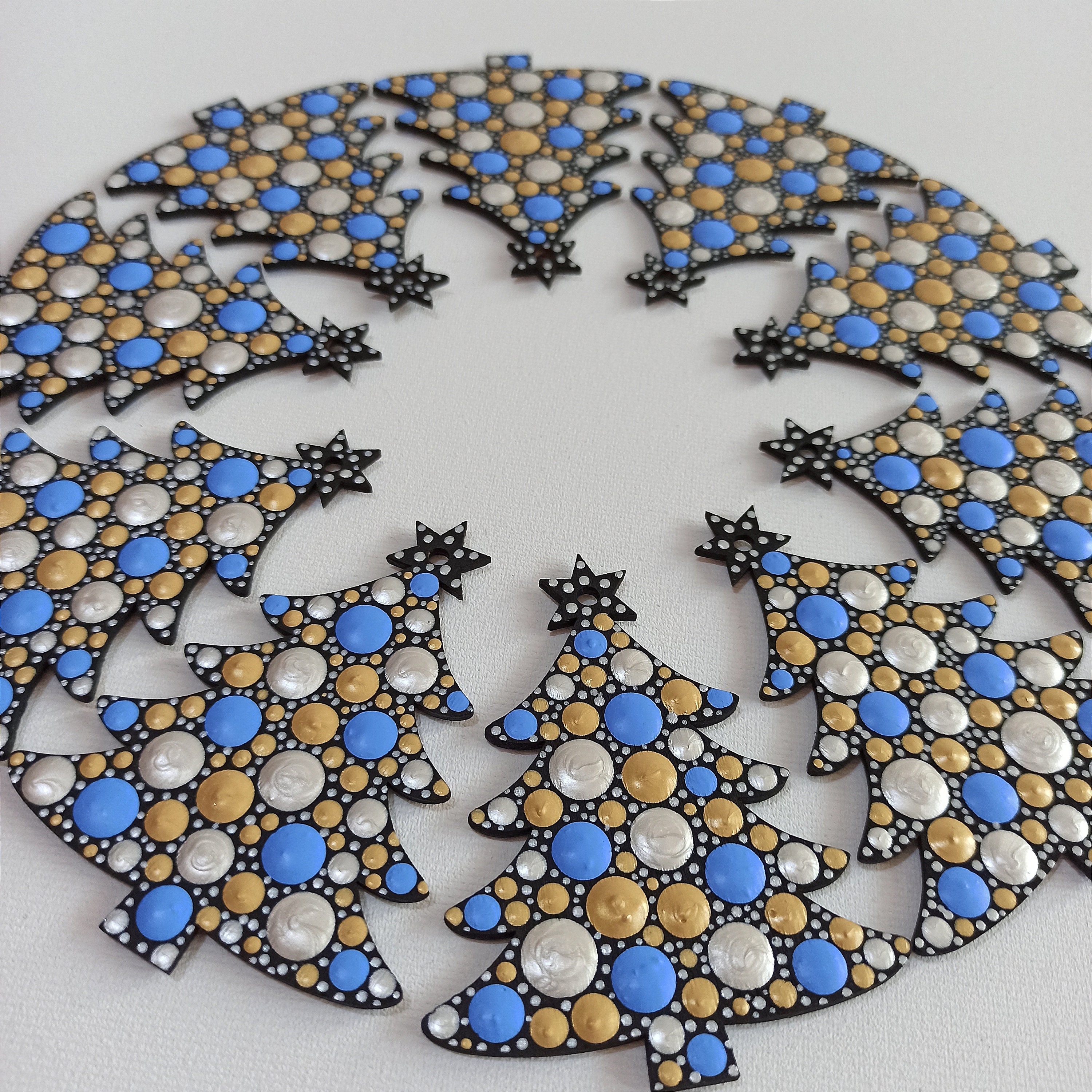 Blue and Silver Christmas Tree Ornament Golden Christmas - Etsy