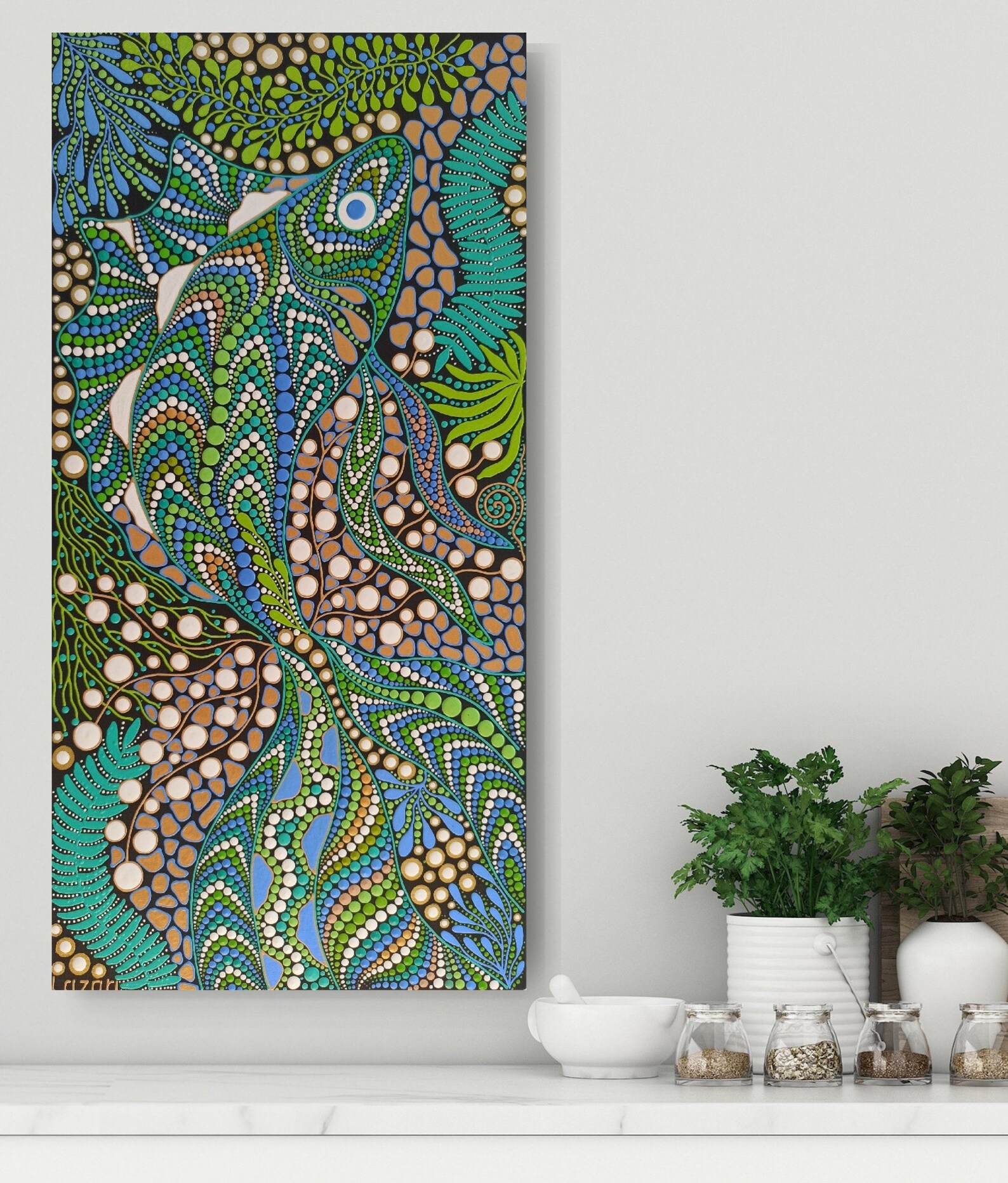 Big Fish Original Painting, Coral Reef Art, Underwater World Art, Sea ...