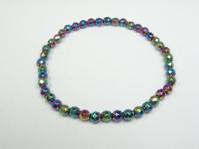 Rainbow Faceted Hematite Stack Bracelet For Women Rainbow Etsy