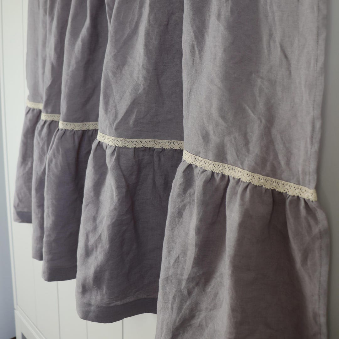 Rustic Linen Valance | Retro Café Curtain in Pure Linen | Ruffled ...