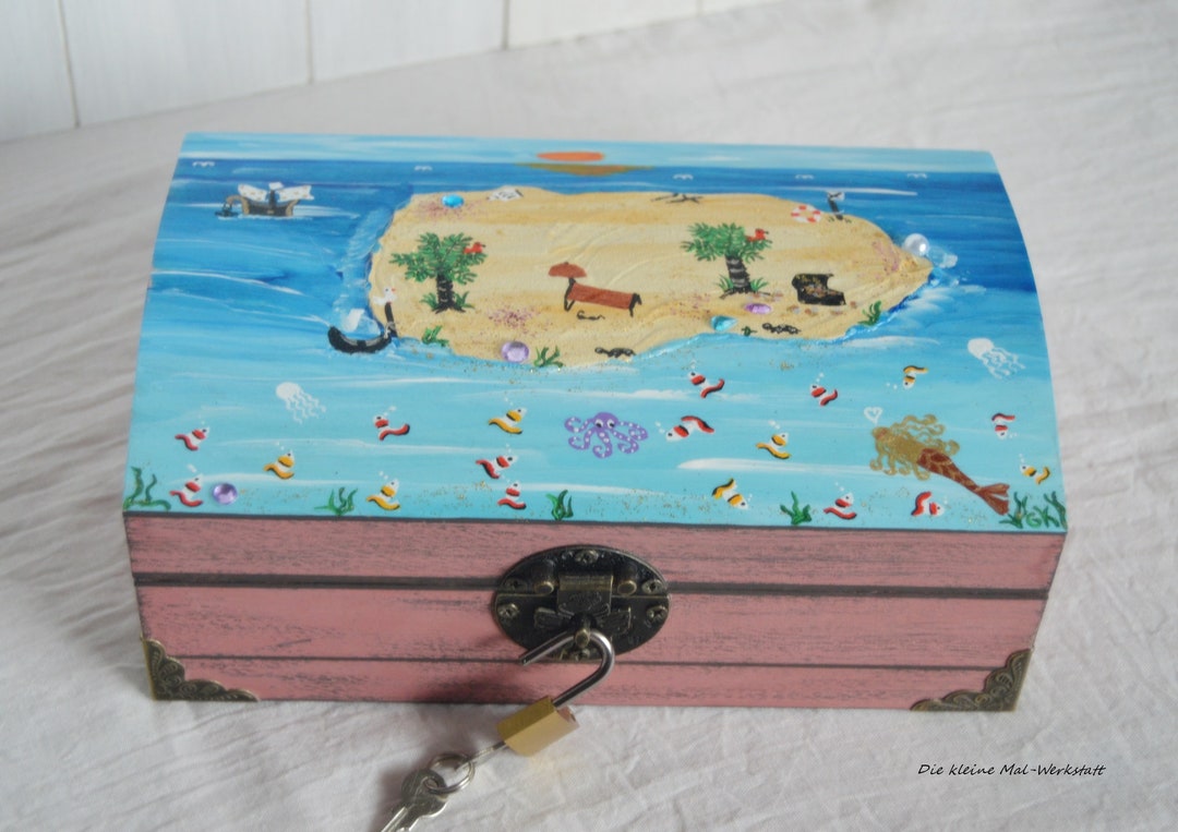 Treasure Chest Wooden Treasure Chest for Girls Hand Painted Pink With ...