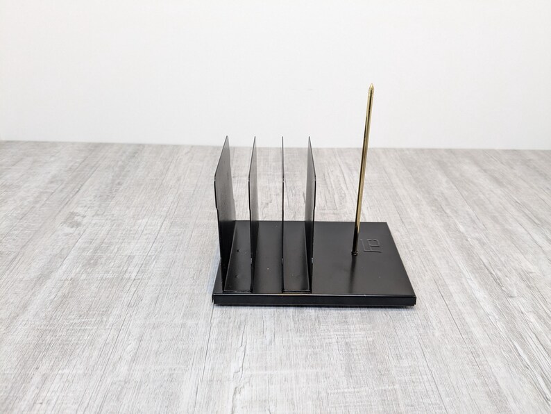 Compact Vintage Vertical Metal File Folder Organizer Faux Wood Metal ...