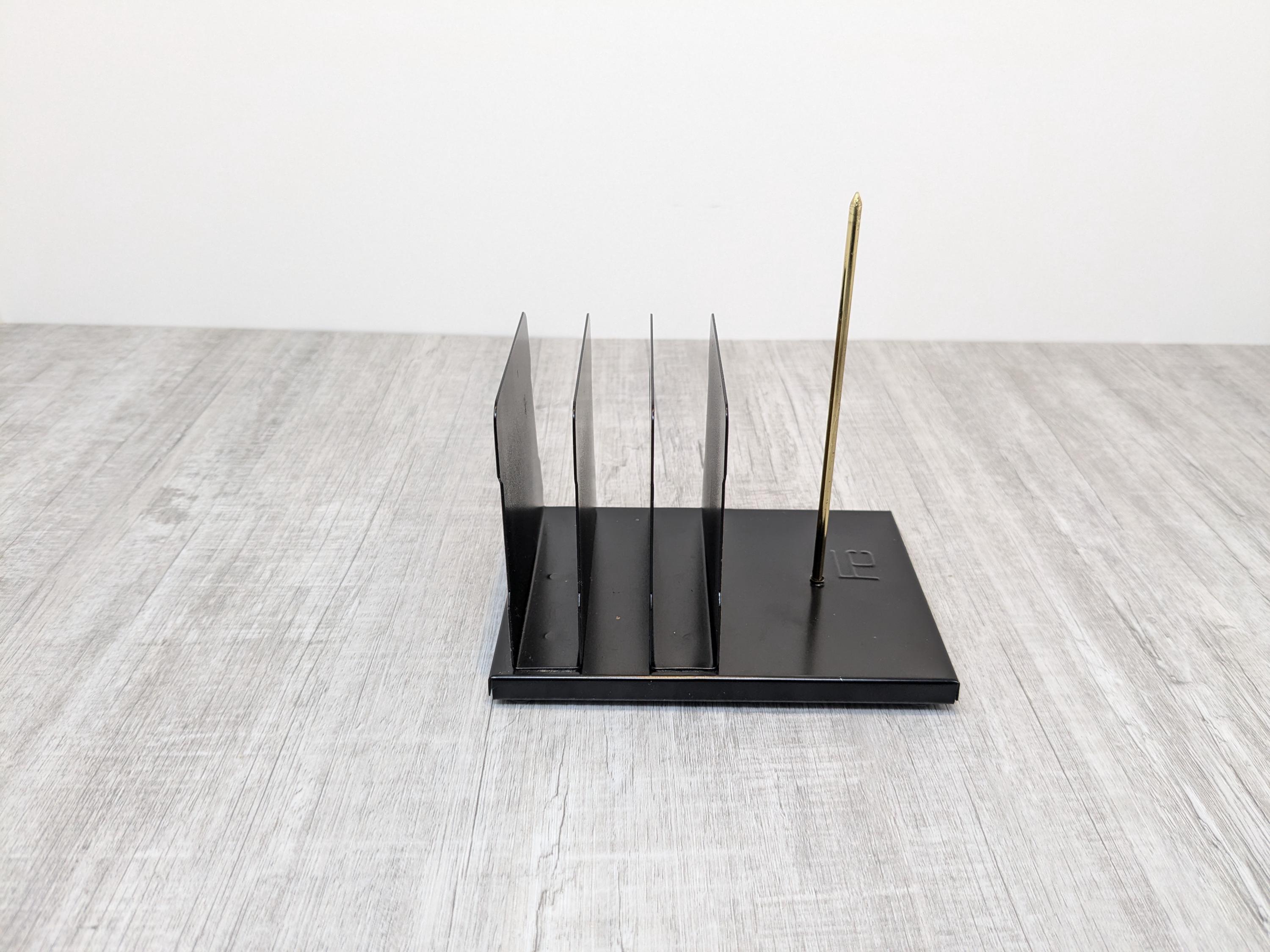 Compact Vintage Vertical Metal File Folder Organizer Faux Wood Metal ...