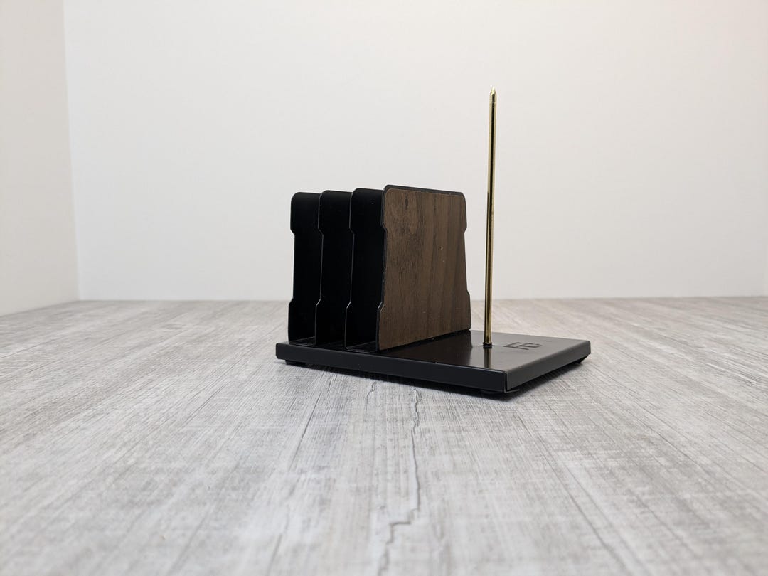 Compact Vintage Vertical Metal File Folder Organizer Faux Wood Metal ...