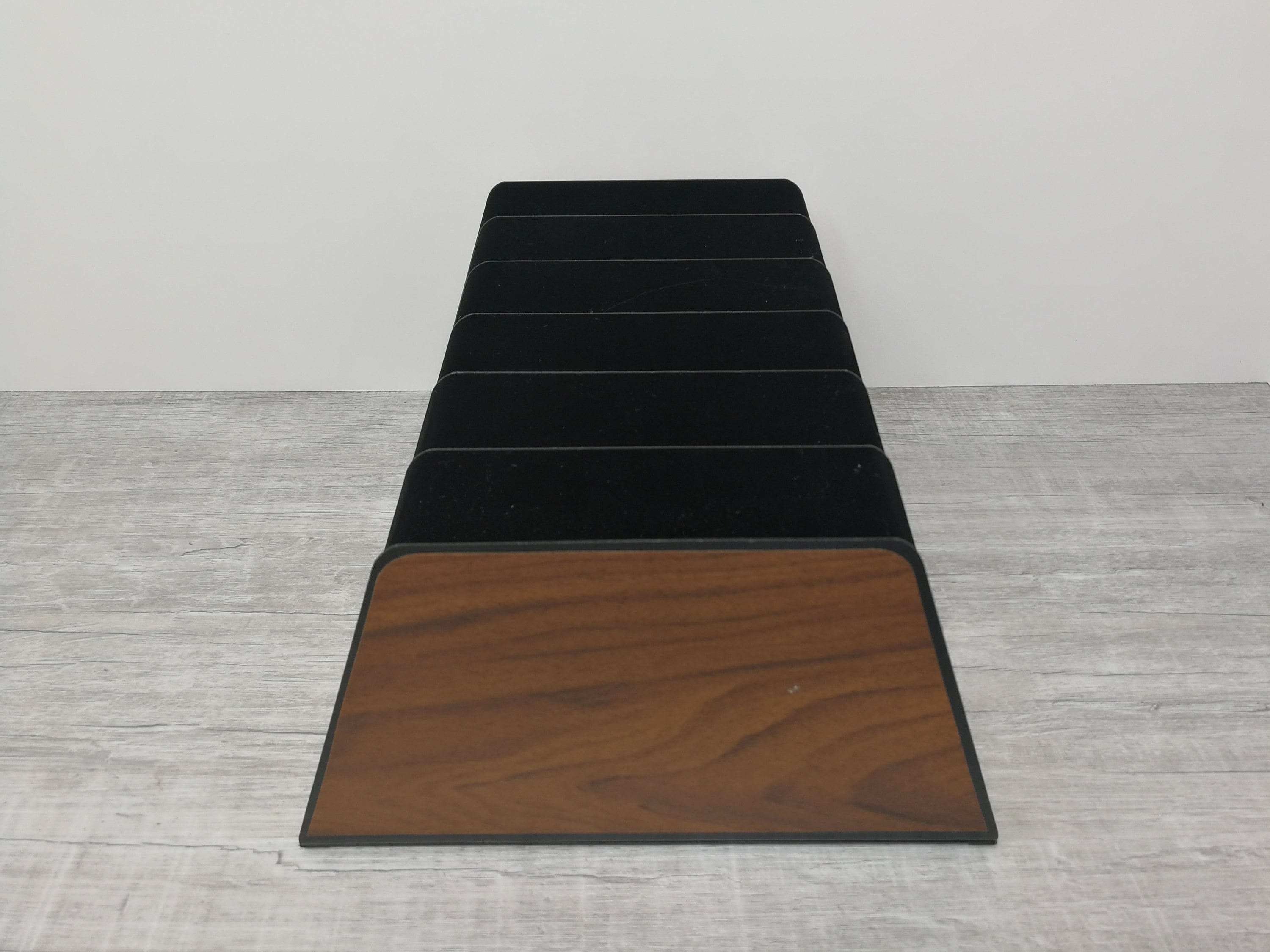 Vintage Vertical Metal File Folder Organizer Faux Wood Metal Paper ...