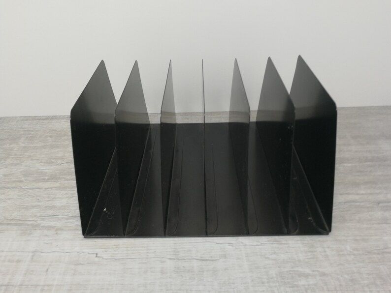 Vintage Vertical Metal File Folder Organizer Faux Wood Metal Paper ...