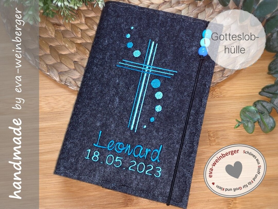 Hymnal Cover With Name Hymn Book Cover Cross Wooden Balls Felt Cover ...