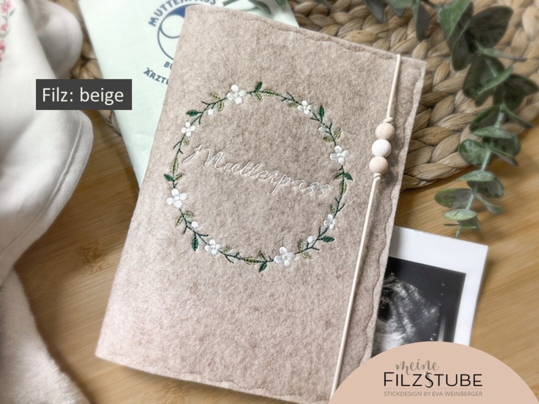Felt Maternity Record Book Cover With Floral Wreath, Organizer for ...