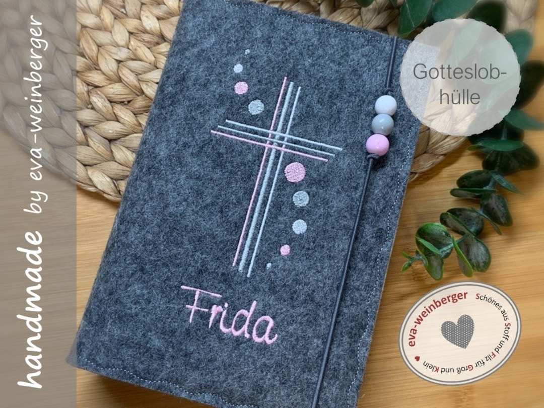 Hymnal Cover With Name Hymn Book Cover Cross Wooden Balls Felt Cover ...