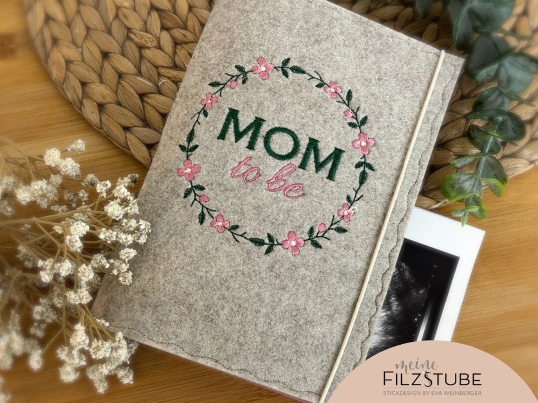 Felt Maternity Record Book Cover With Floral Wreath, Organizer for ...