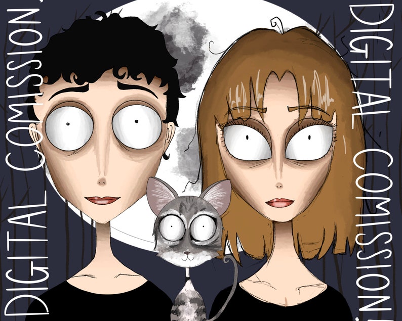 Digital Tim Burton Style Custom Portraits personalised | Etsy
