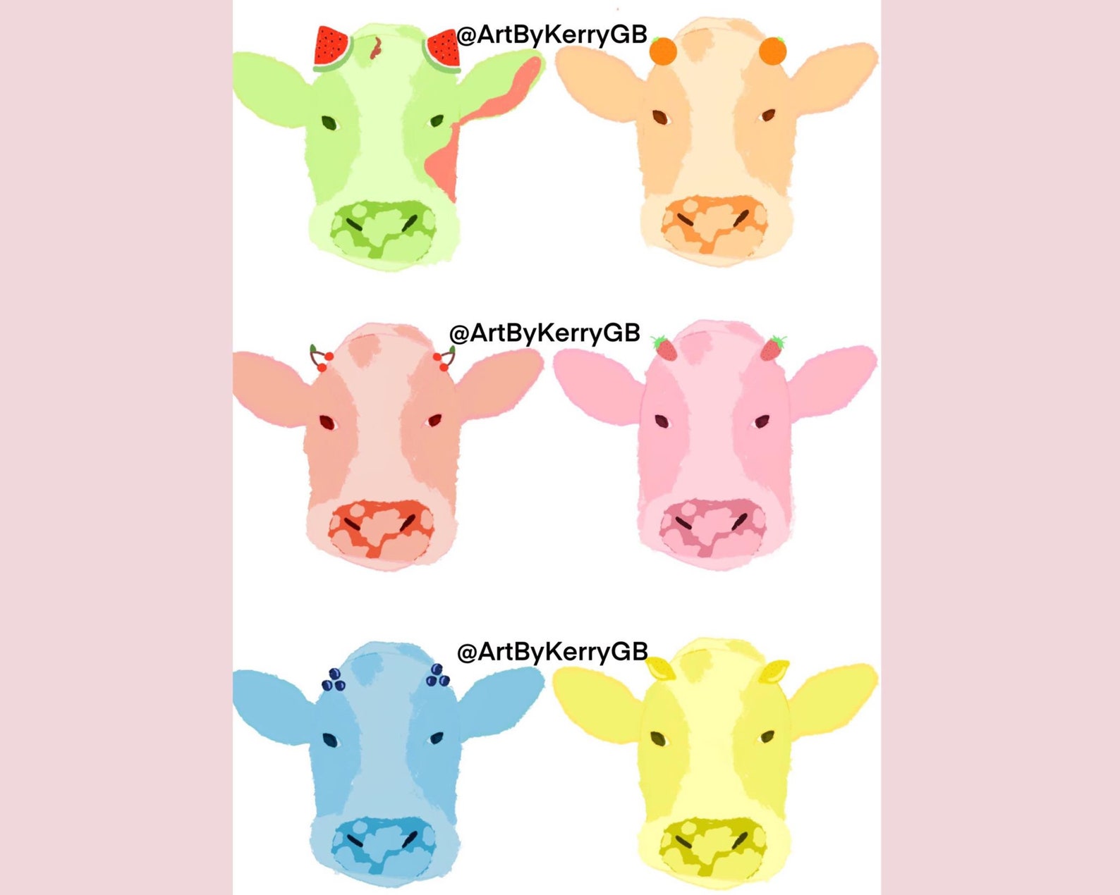 Digital Cow Print Colourful Fruit Cows Animal Print - Etsy