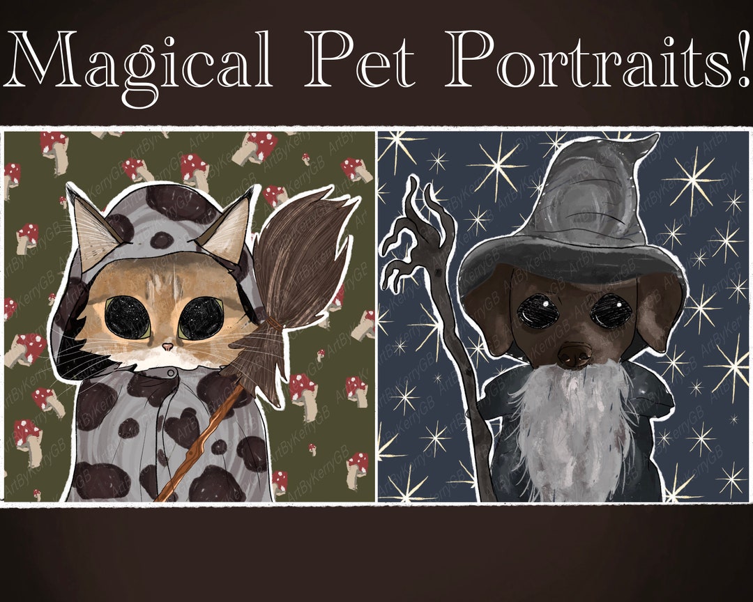 Magical Pet Portraits Wizard Pet Portraits Witch Pet - Etsy