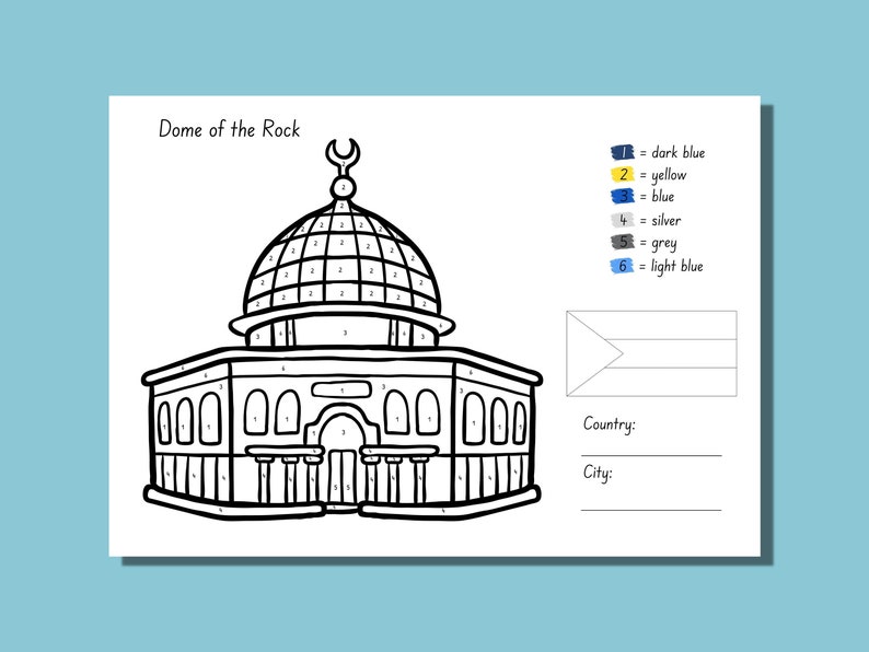 Islamic Landmarks Color by Number Coloring Pages | Instant Download ...