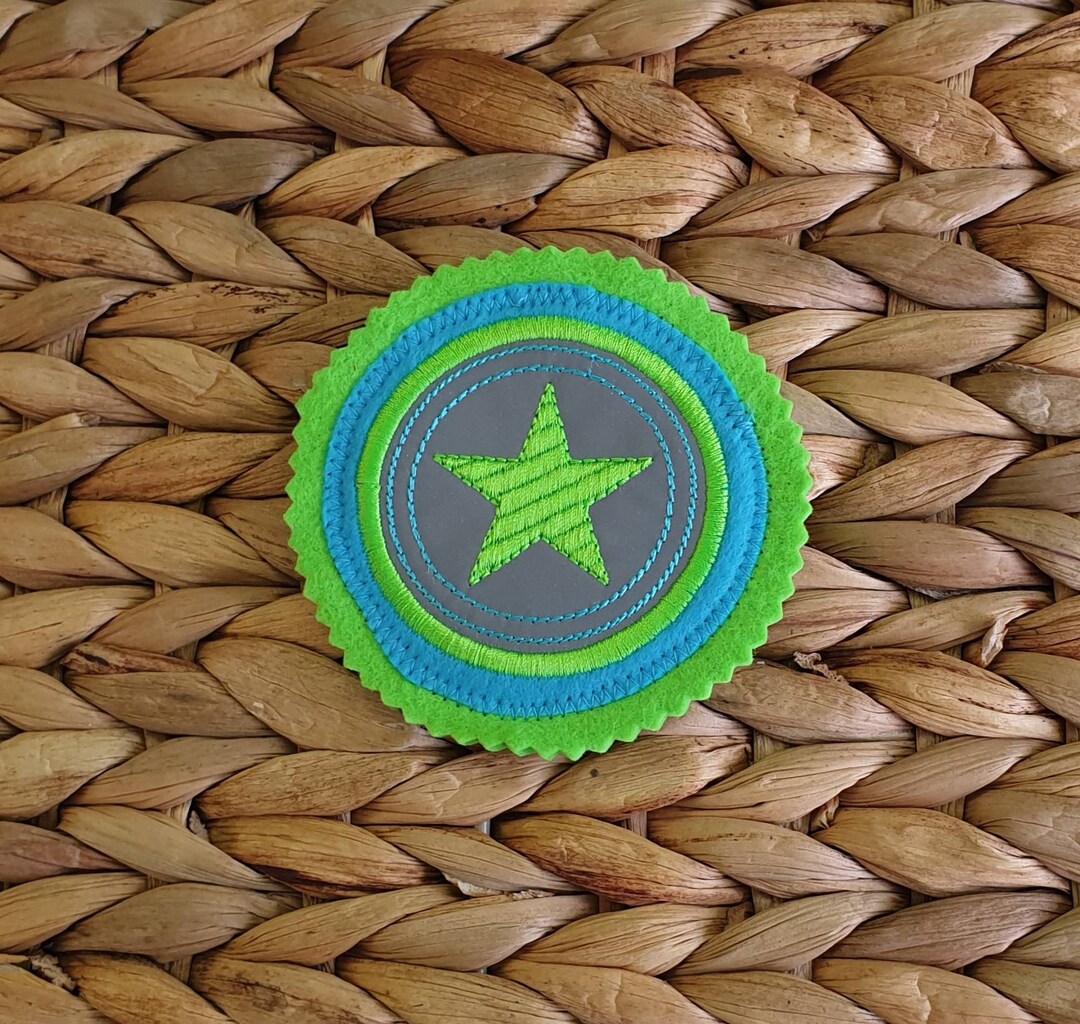 Reflektierender Klett Patch Stern Wunschname Schulranzen Reflektor Einschulung Schultüte ...