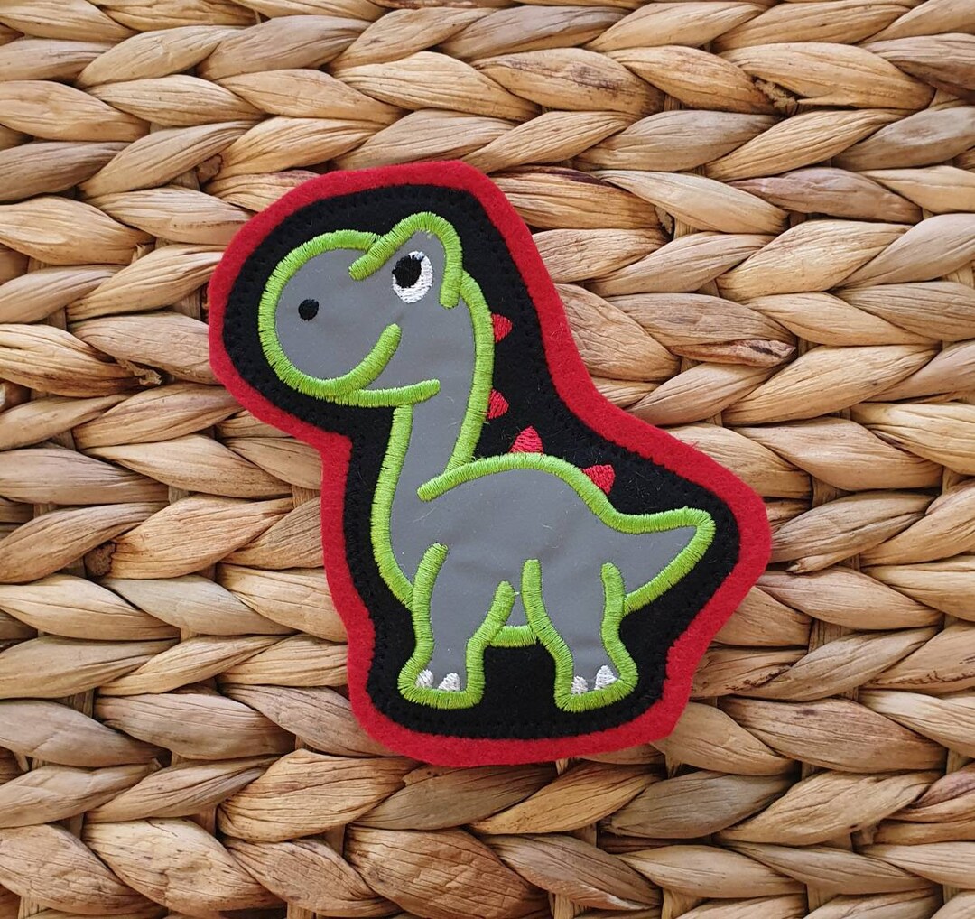 Reflektierender Klett Patch Dino Dinosaurier Schulranzen Reflektor Einschulung Schultüte ...