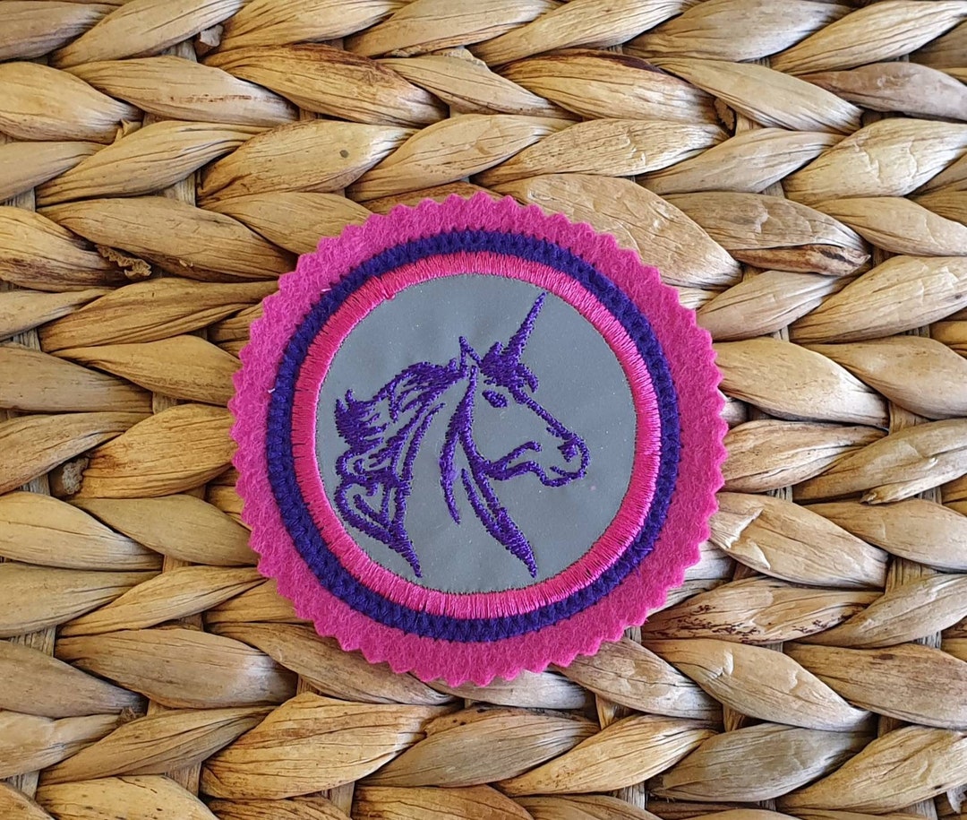 Reflektierender Klett Patch Einhorn Wunschname Schulranzen Reflektor Einschulung Schultüte ...
