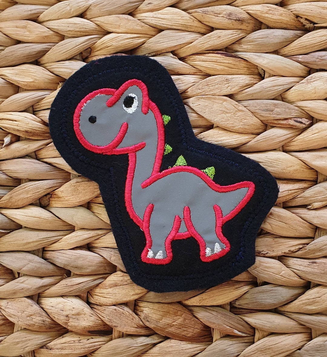 Reflektierender Klett Patch Dino Dinosaurier Schulranzen Reflektor Einschulung Schultüte ...
