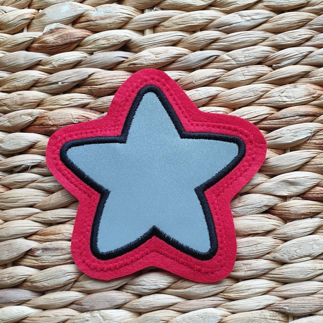 Reflektierender Klett Stern Patch Wunschname Schulranzen Reflektor Einschulung Schultüte ...