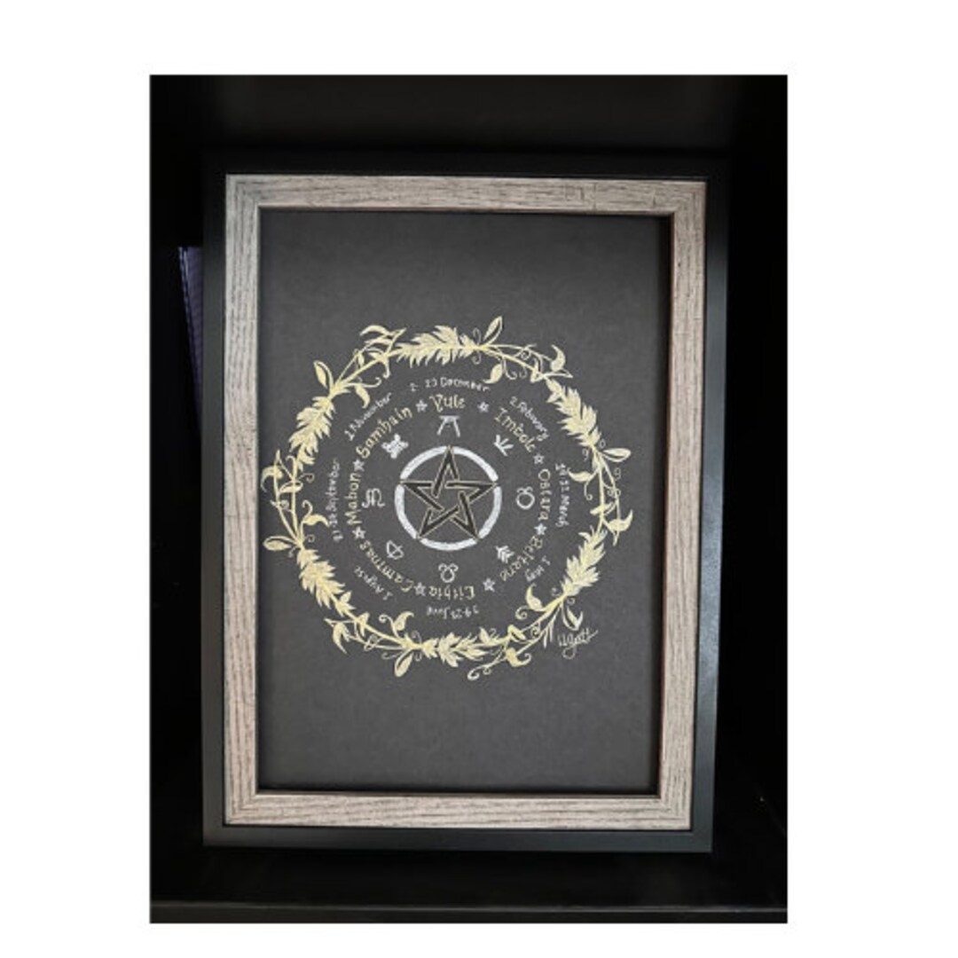 Wheel of the Year, Original Art Work , Pagan Wheel, Unframed, Unframed ...