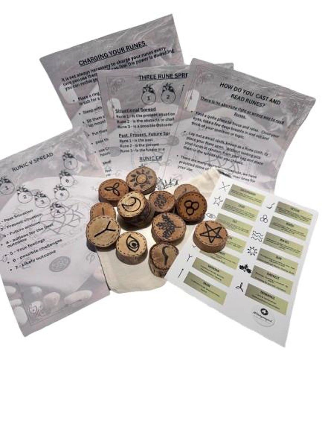 Witches Runes Stones, Hand Painted Set of 13 Piece Set With ...