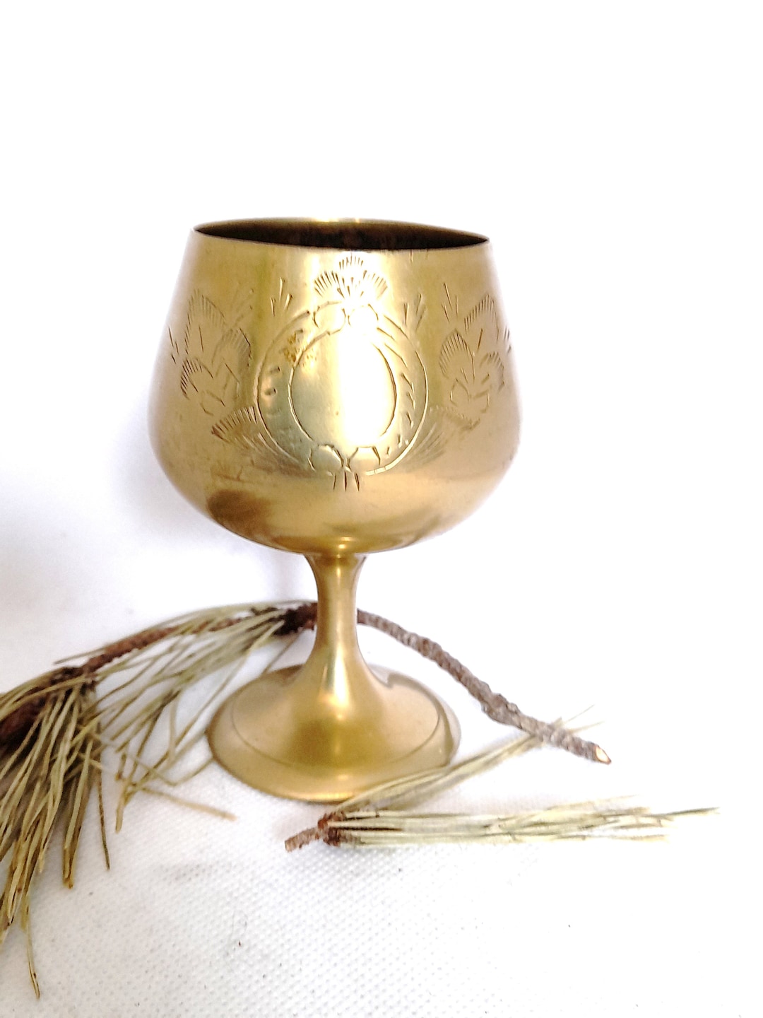 Vintage Mini Etched Brass Goblet, Chalice, Blessing Cup, Rituals ...