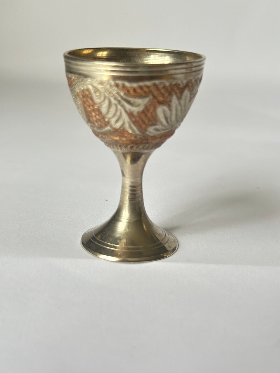 Vintage Mini Etched Silver & Brass Mini Goblet, Chalice, Blessing Cup ...