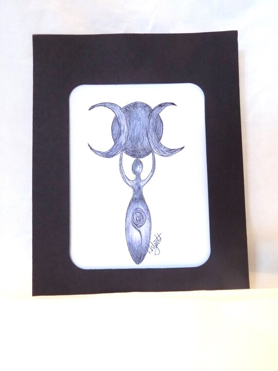 Triple Moon Goddessblack Ink Drawing Original Ink Drawing - Etsy