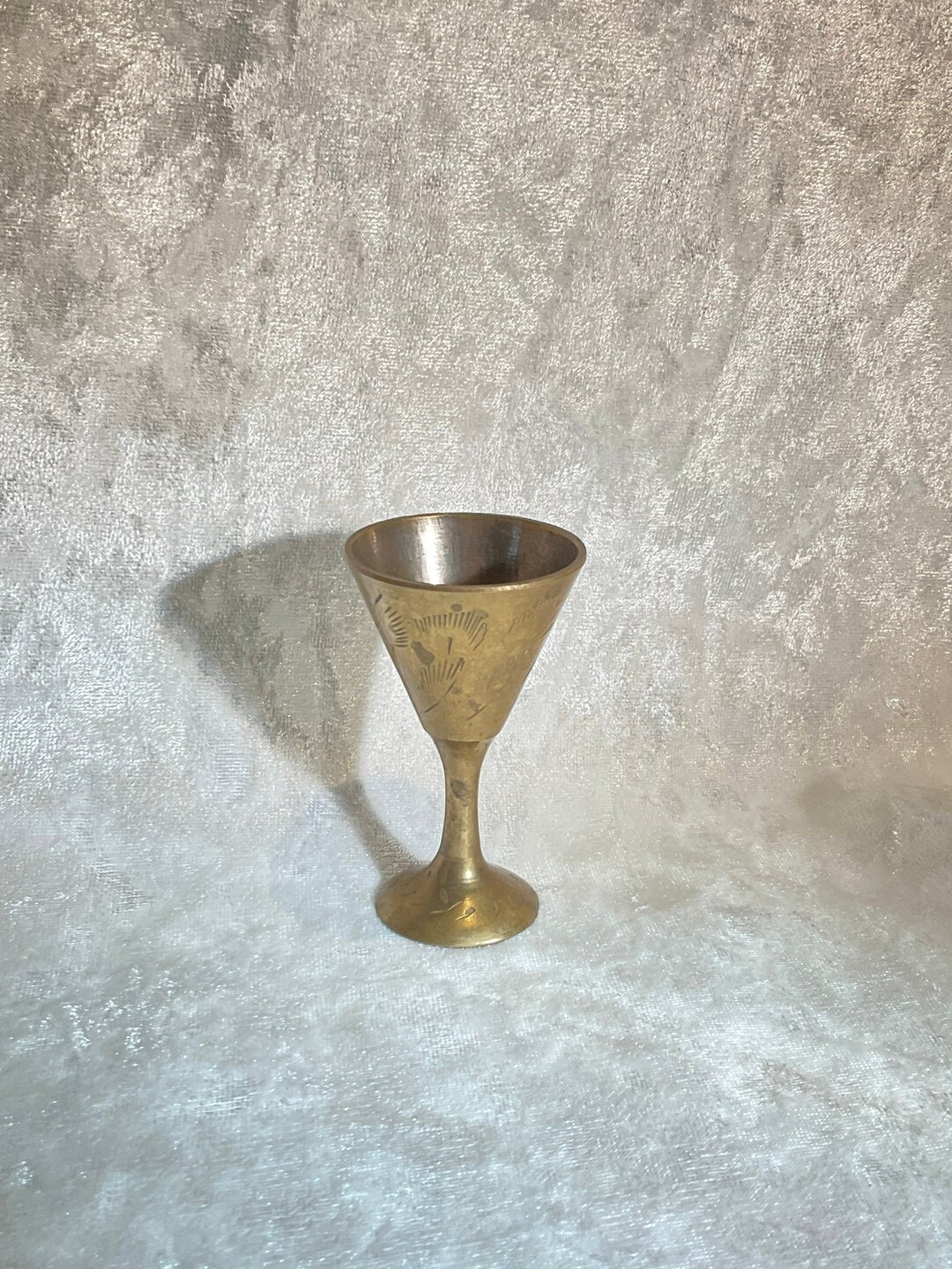 Vintage Etched Brass Mini Goblet, Chalice, Blessing Cup, Rituals ...