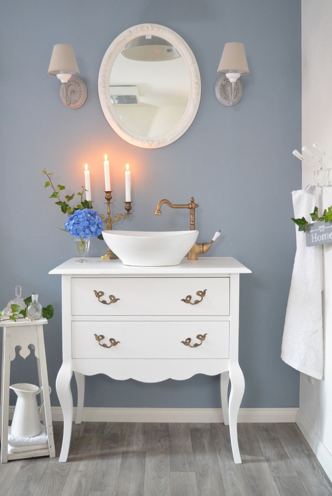 Romantic Country House Vanity kulina Sink With Base Cabinet Shabby Chic ...
