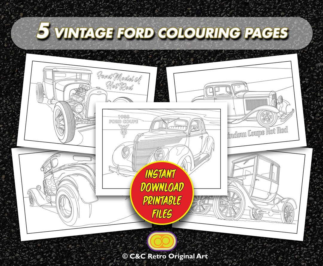 5 Vintage Ford Colouring Pages | Instant Download Digital Printable ...