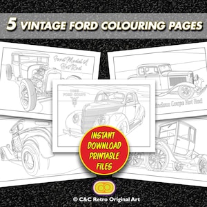 5 Vintage Ford Colouring Pages | Instant Download Digital Printable ...