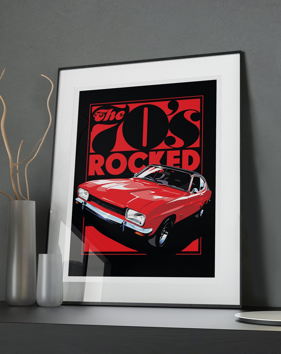 The 70s Rocked - Red Ford Capri A4 Print - Etsy