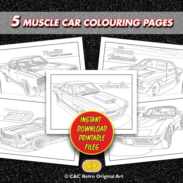 Muscle Car Colouring Pages - Etsy