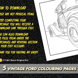 5 Vintage Ford Colouring Pages | Instant Download Digital Printable ...