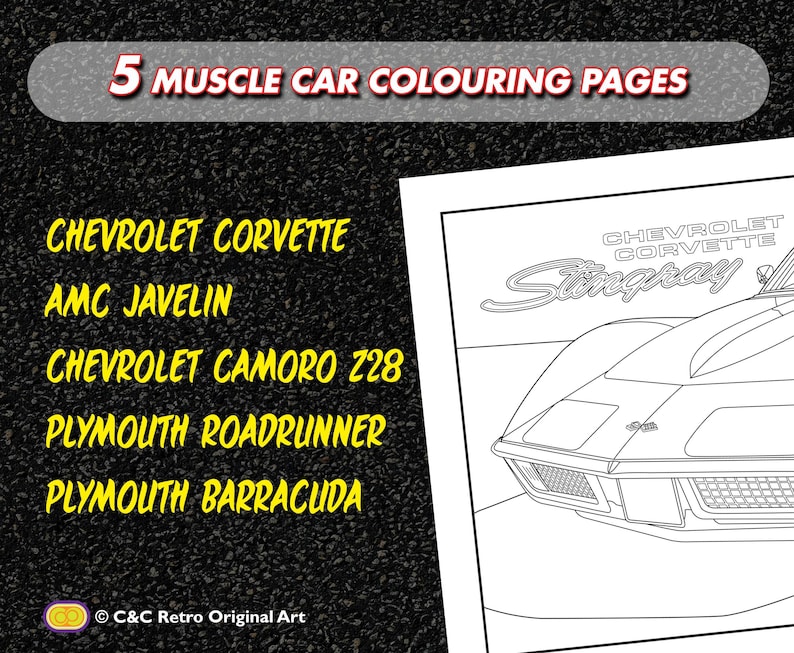 Muscle Car Coloring Pages | Classic Vehicle Illustrations (PDF & JPEG ...