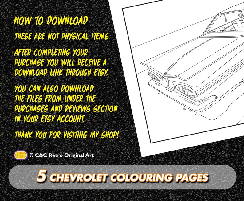 5 Chevrolet Colouring Pages | Instant Download Digital Printable Files ...